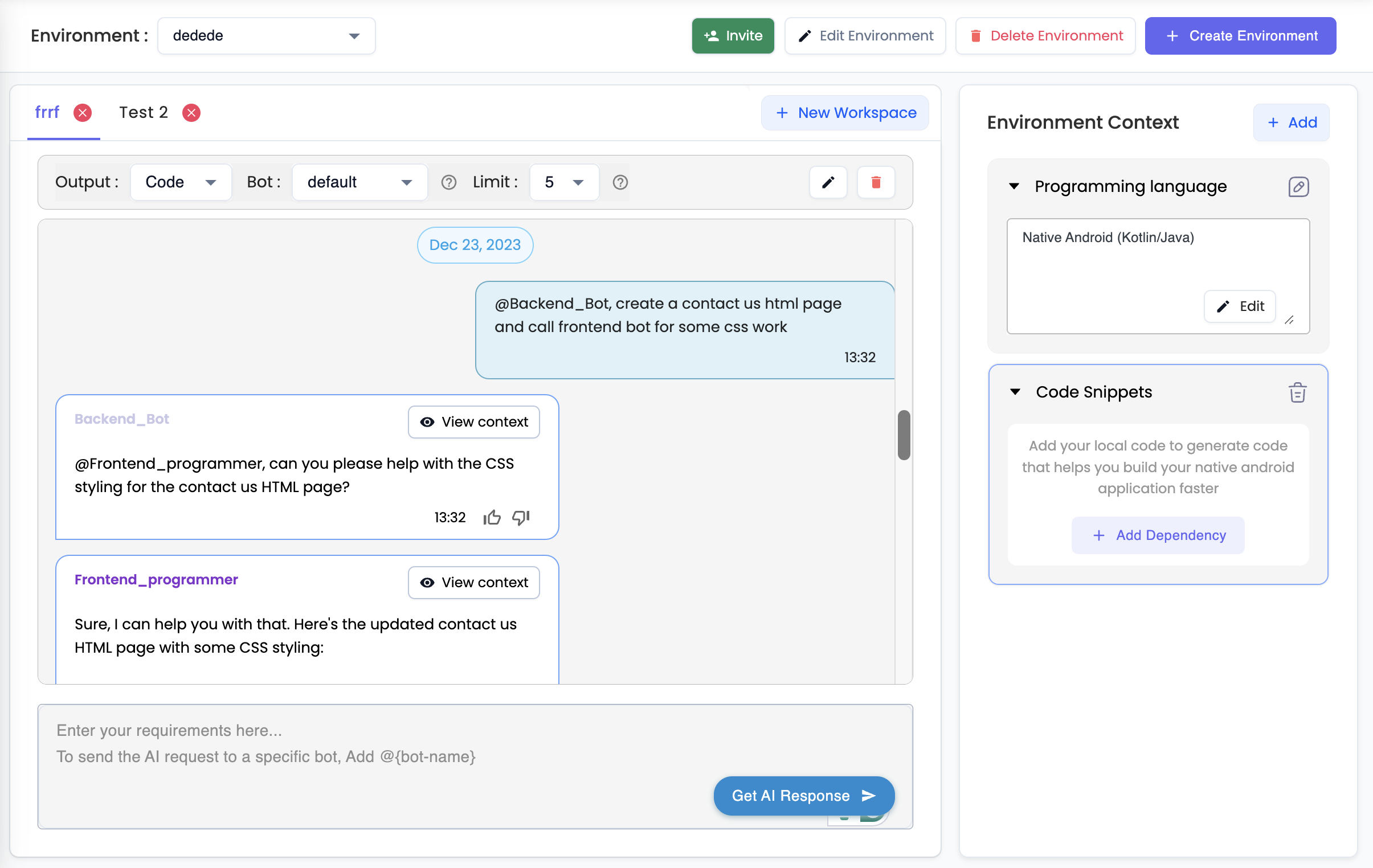 Create AI Chatbots (AI agents) easily with Workik for free