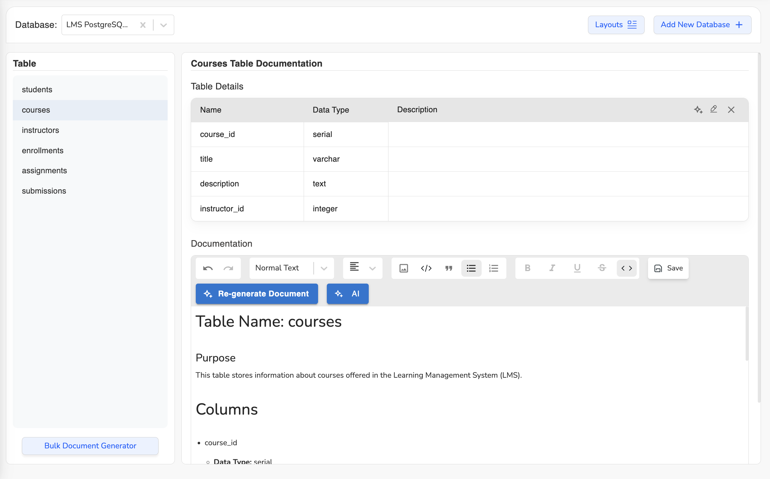 Use AI for Database Documentation: Create DB documentation for SQL and ...